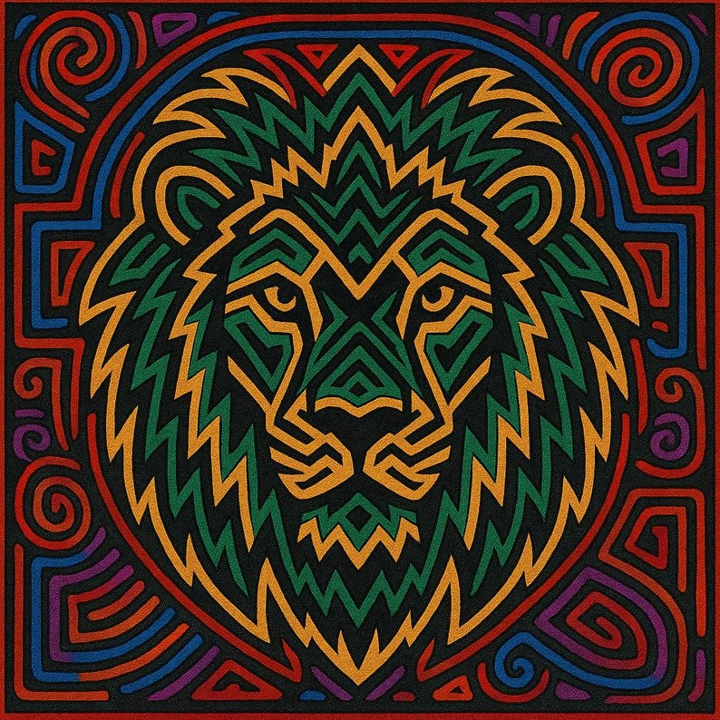 Mola Lion Art Print: Panama Folk Art Inspired (digital Download) - Etsy