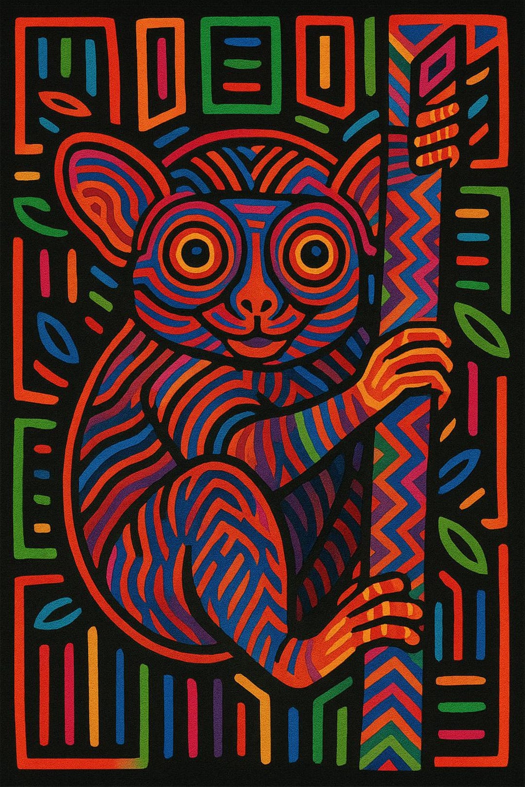Mola Tarsier Print: Panama Folk Art Inspired Animal Poster (digital ...