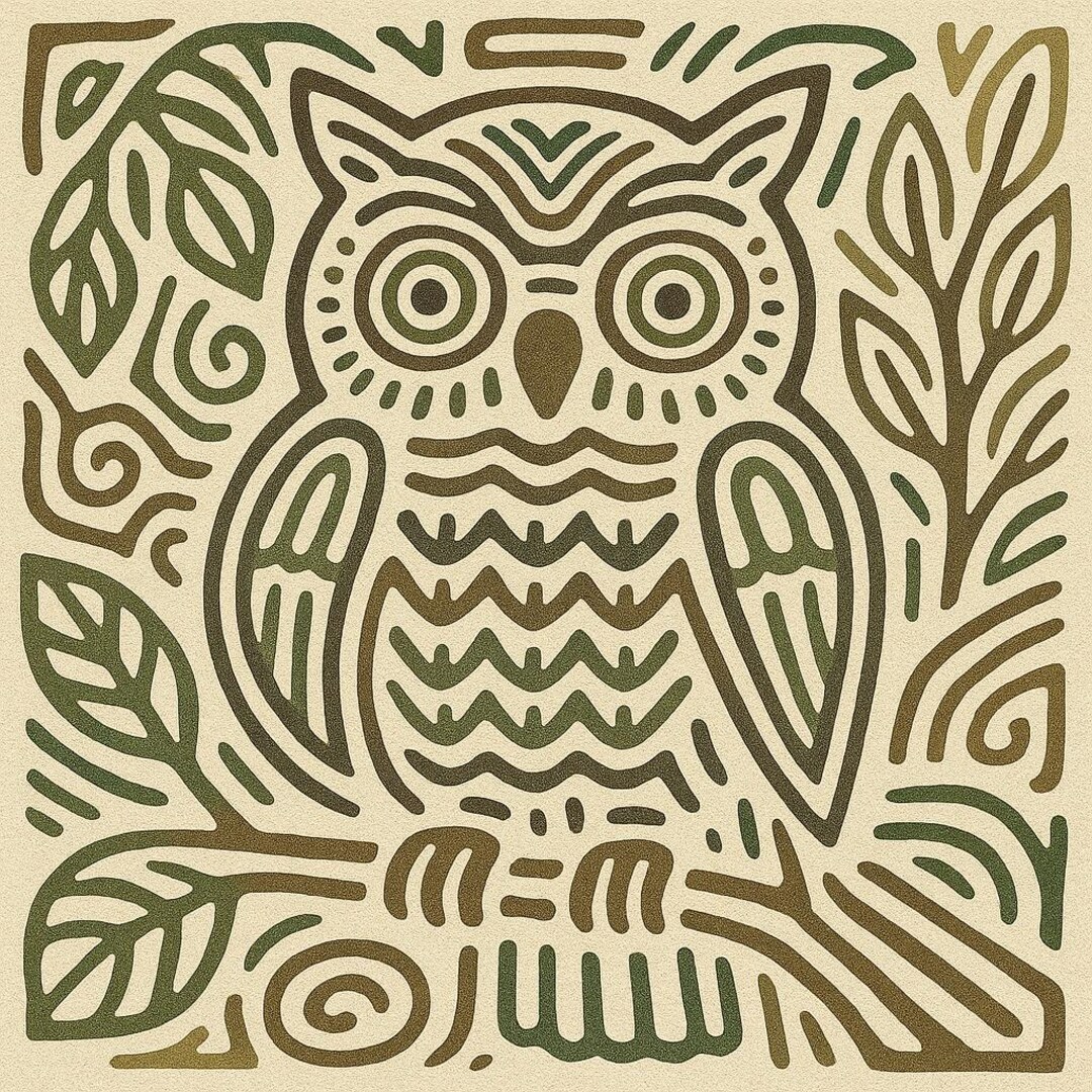 Mola Owl Print: Panama Folk Art, Colorful Animal Design (digital ...