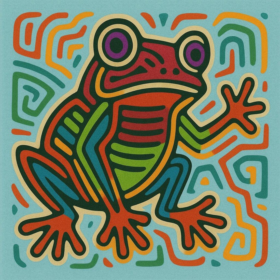 Mola Frog | Panama Folk Art Inspired | Gifts | Digital Download | Home Decor | Mola Animal Print ...