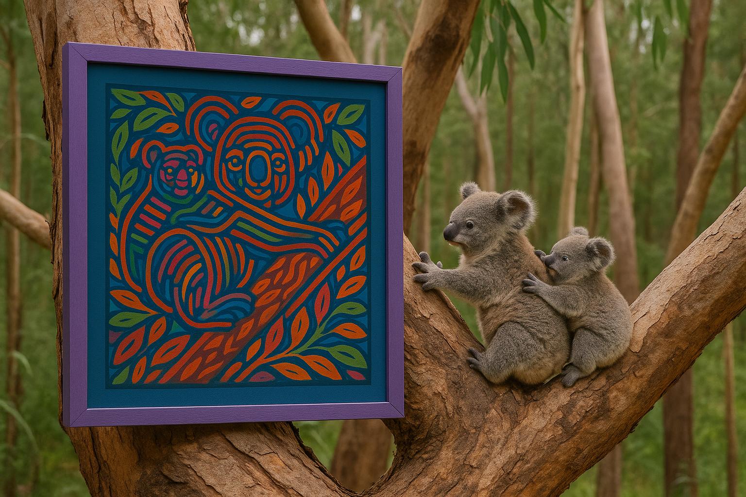 Mola Koala Print: Panama Folk Art, Colorful Animal Design (digital ...