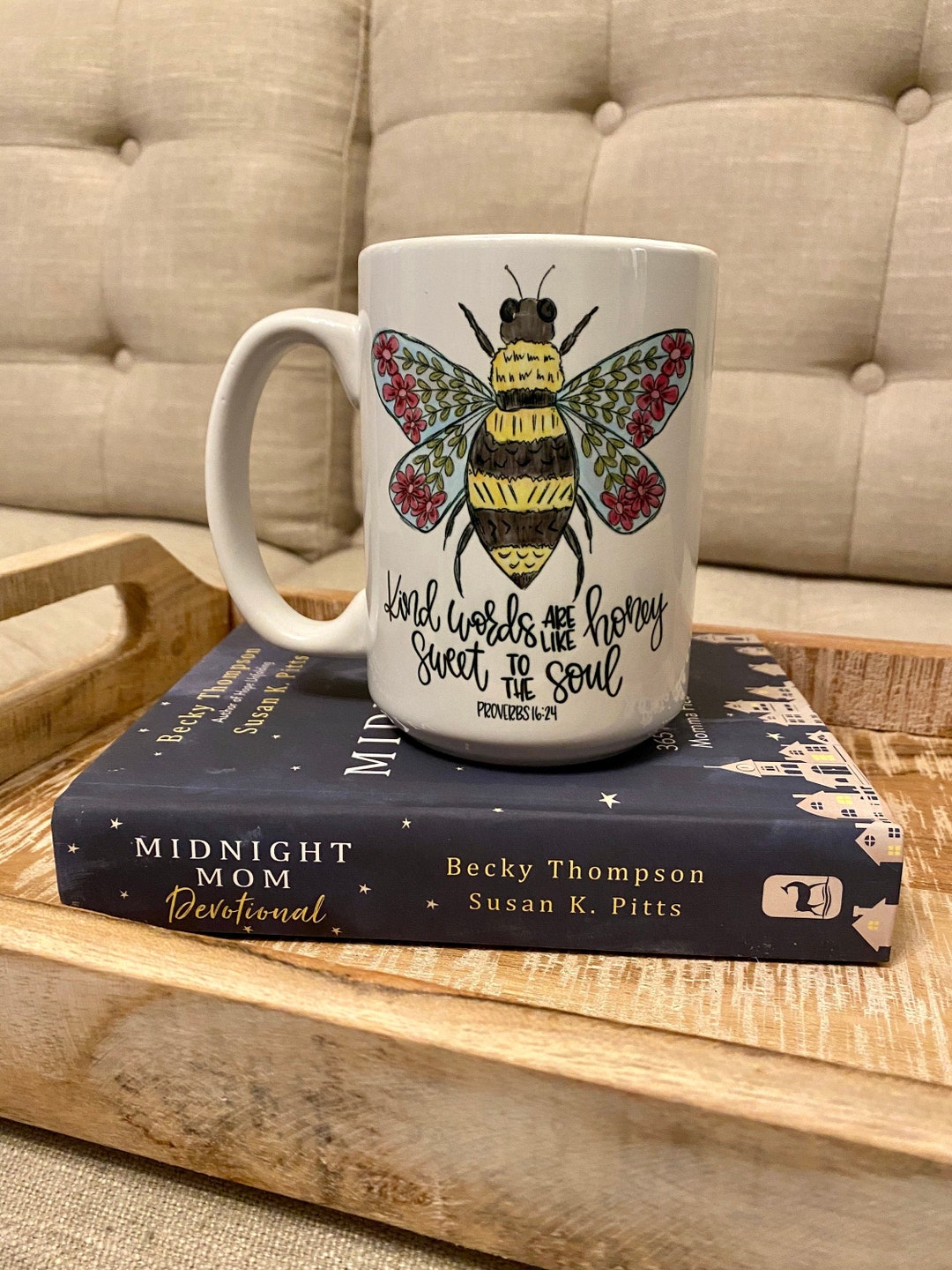 Gift for Women / Kind Words Are Like Honey / 15 Oz Handmade Coffee Mug ...