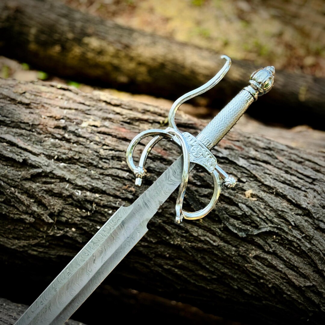 Antique Style Rapier Sword With Damascus Blade Medieval Weapon Replica ...