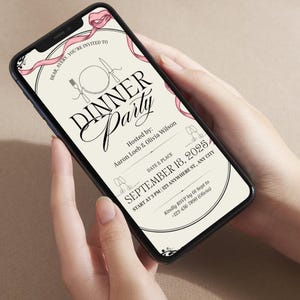 Pink Beige Vintage Elegant Dinner Party Invitation - Etsy