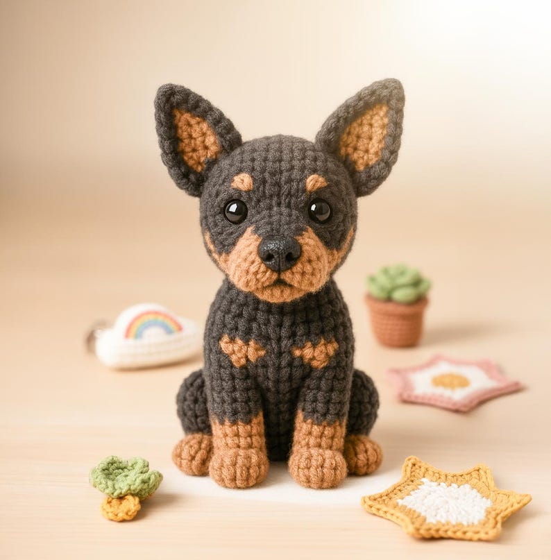 Doberman Pinscher Crochet Pattern, Amigurumi Dog Puppy, Easy Guard Dog ...