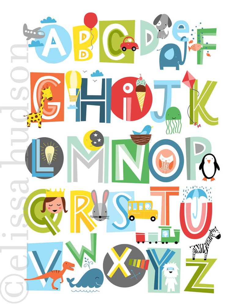 Bright ABC Wall Art Print - Etsy