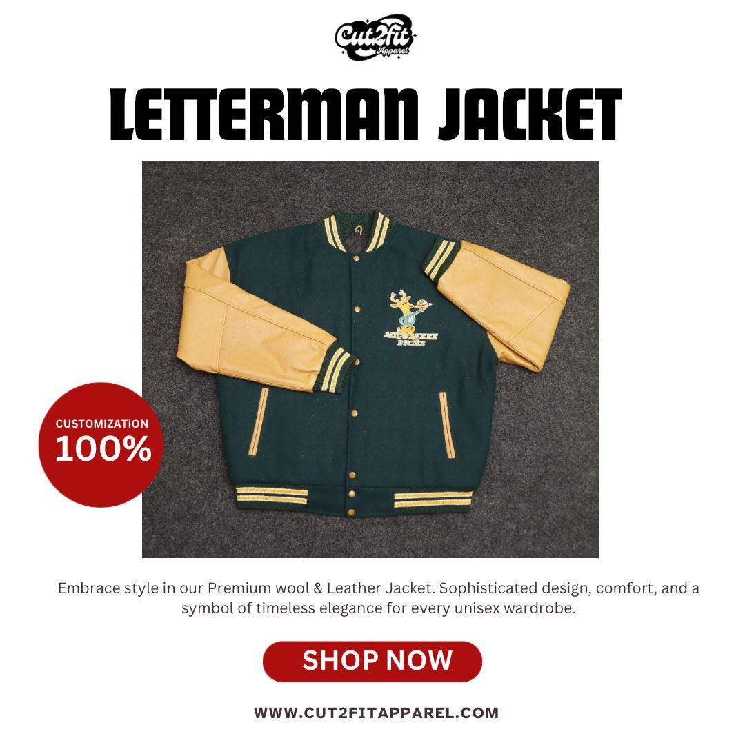 Custom Wool & Leather Letterman Jacket: Embroidered College Bomber - Etsy