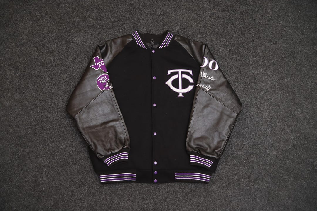 TCU Customized Varsity Jacket | Personalized Embroidery Varsity ...