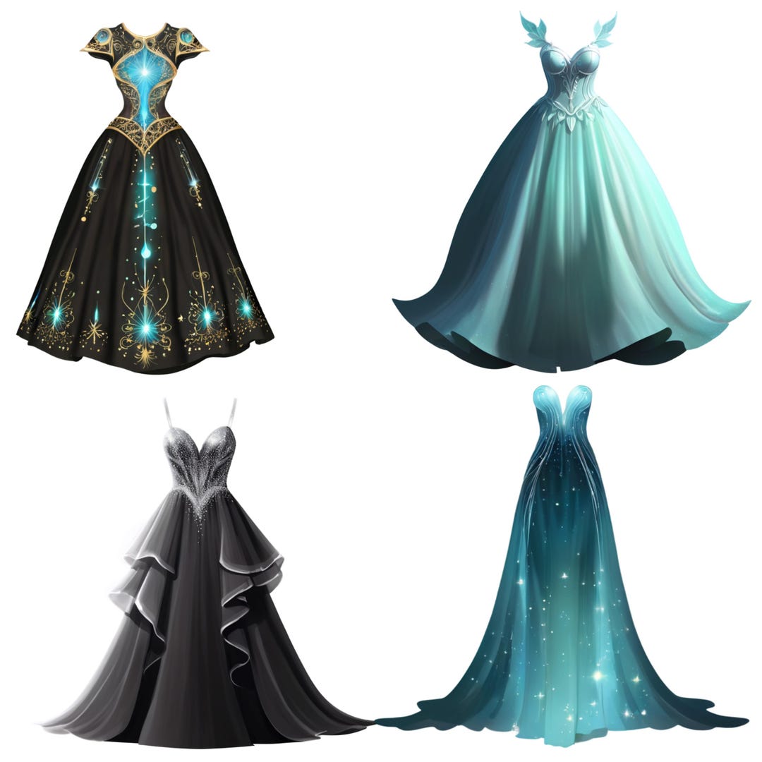 10 Magical Dresses Set- 10 Zipped PNG Cliparts - Etsy
