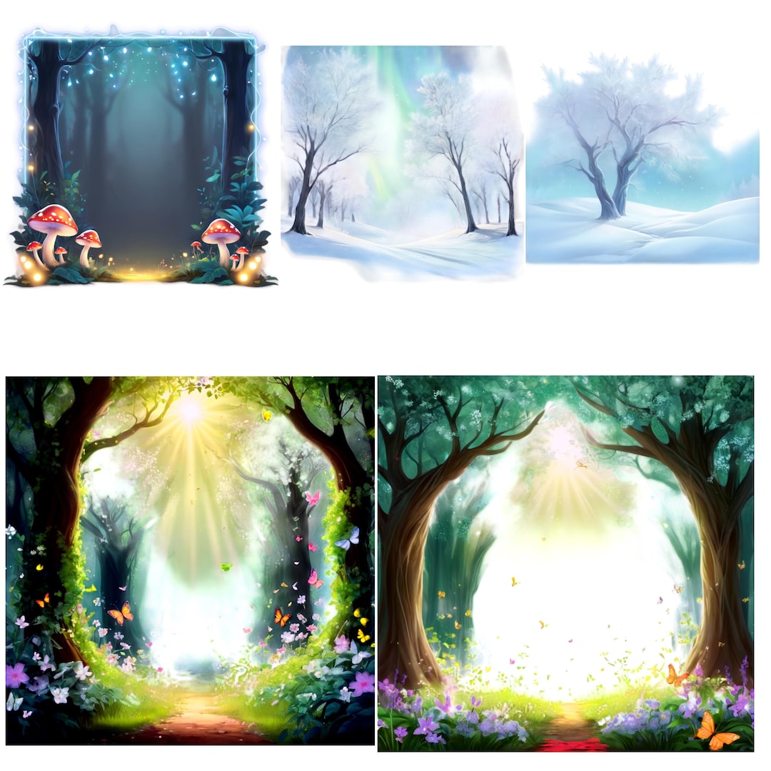 Magic Forest Backgrounds- 5 PNG Clipart - Etsy