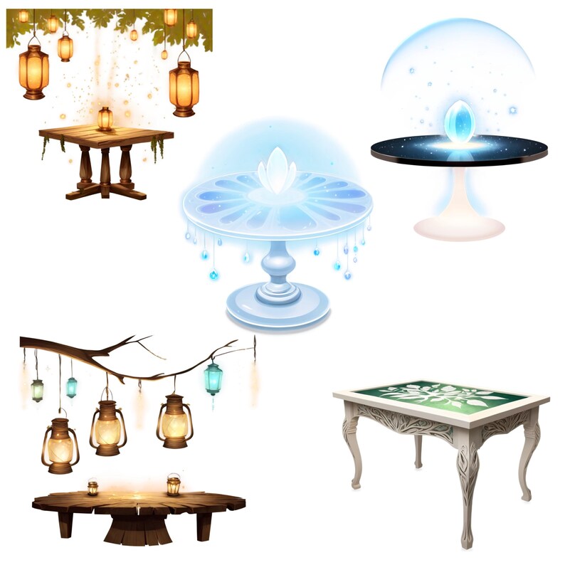 10 Mystical Table- Zipped PNG Cliparts - Etsy