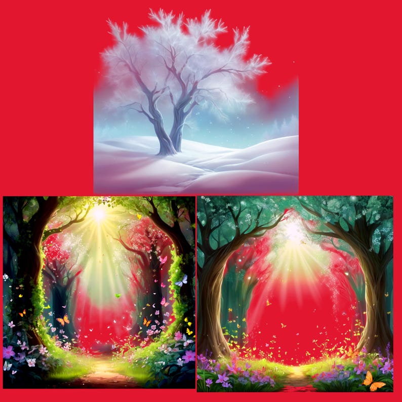 Magic Forest Backgrounds- 5 PNG Clipart - Etsy