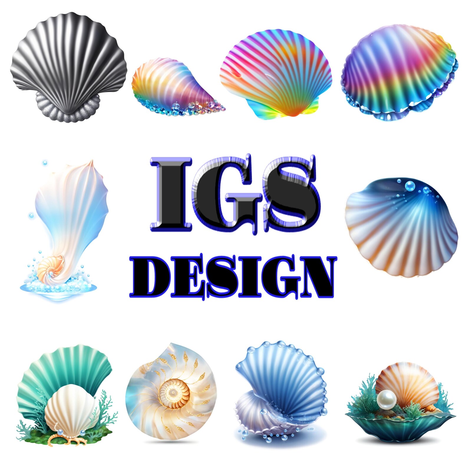 20 PNG Seashells With Transparent Background - Etsy