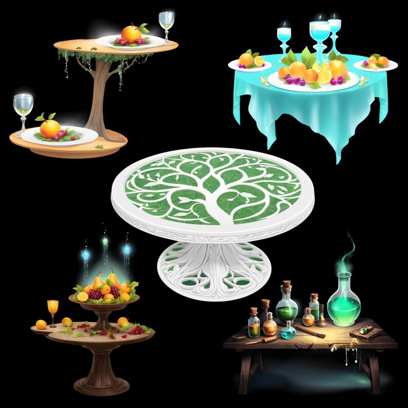 10 Mystical Table- Zipped PNG Cliparts - Etsy