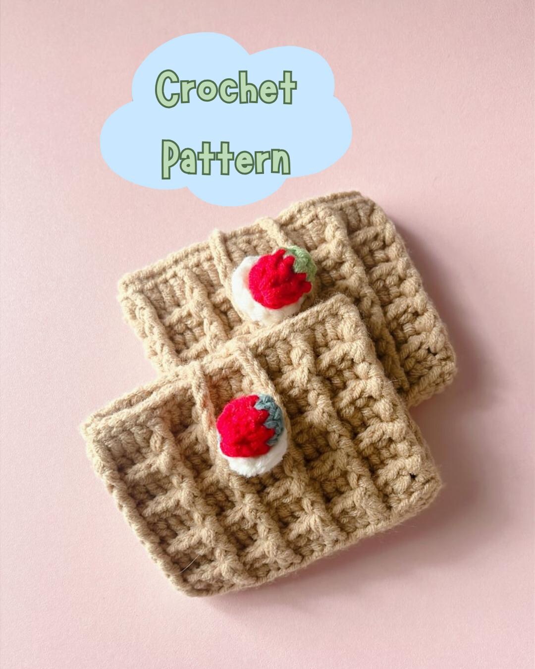 Waffle Card Holder Crochet Pattern: Strawberry Coin Purse (PDF Pattern ...