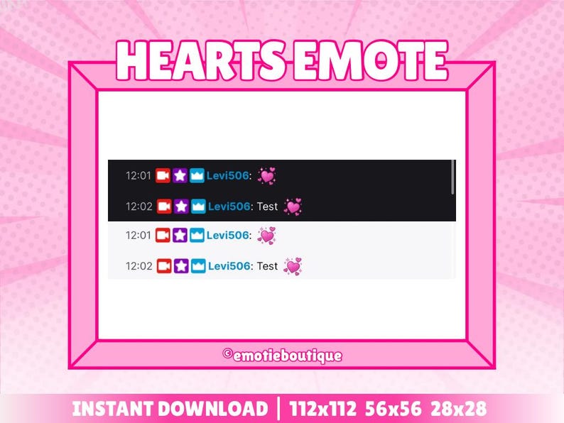 Pink Emote Hearts | Pink Twitch Emote for Streamers | Twitch Emote ...