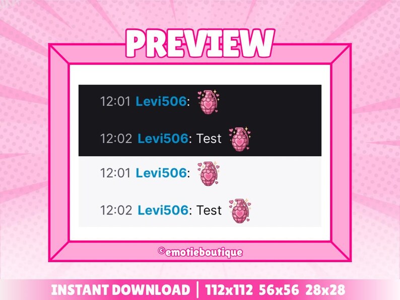 Pink Grenade Weapon | Pink Twitch Emote for Streamers | Twitch, Youtube ...
