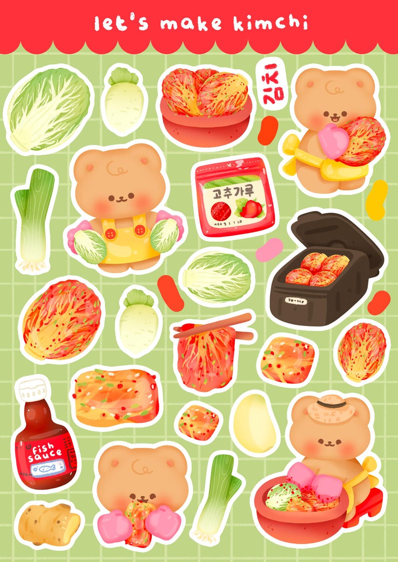 Let's Make Kimchi | Sticker Sheet | Kiss Cut - Etsy