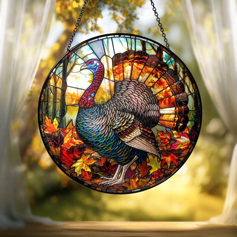 Stained Glass Turkey Suncatcher: Thanksgiving Table Decor - Etsy