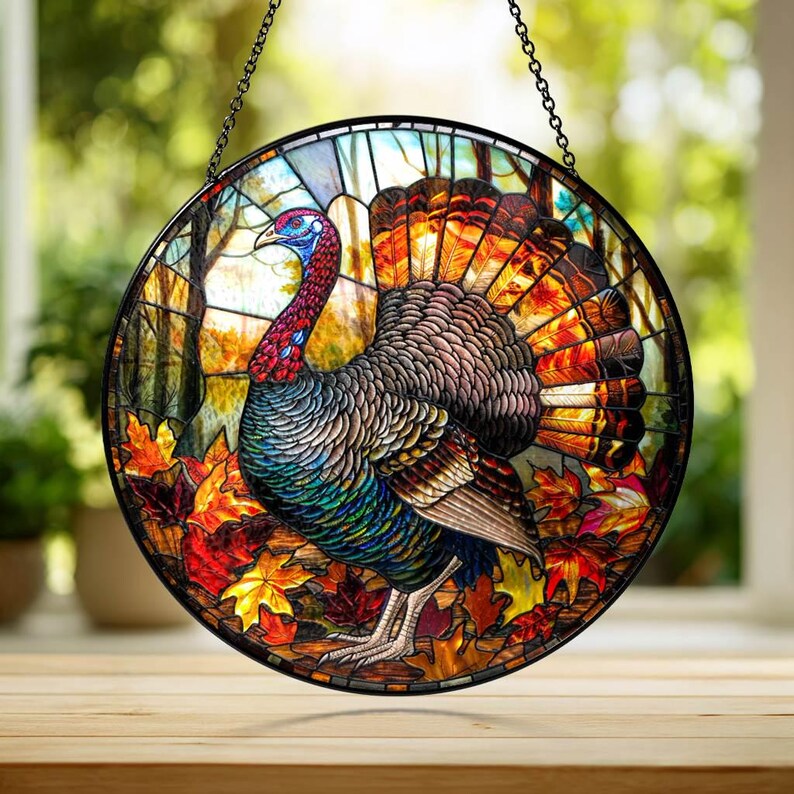 Stained Glass Turkey Suncatcher: Thanksgiving Table Decor - Etsy