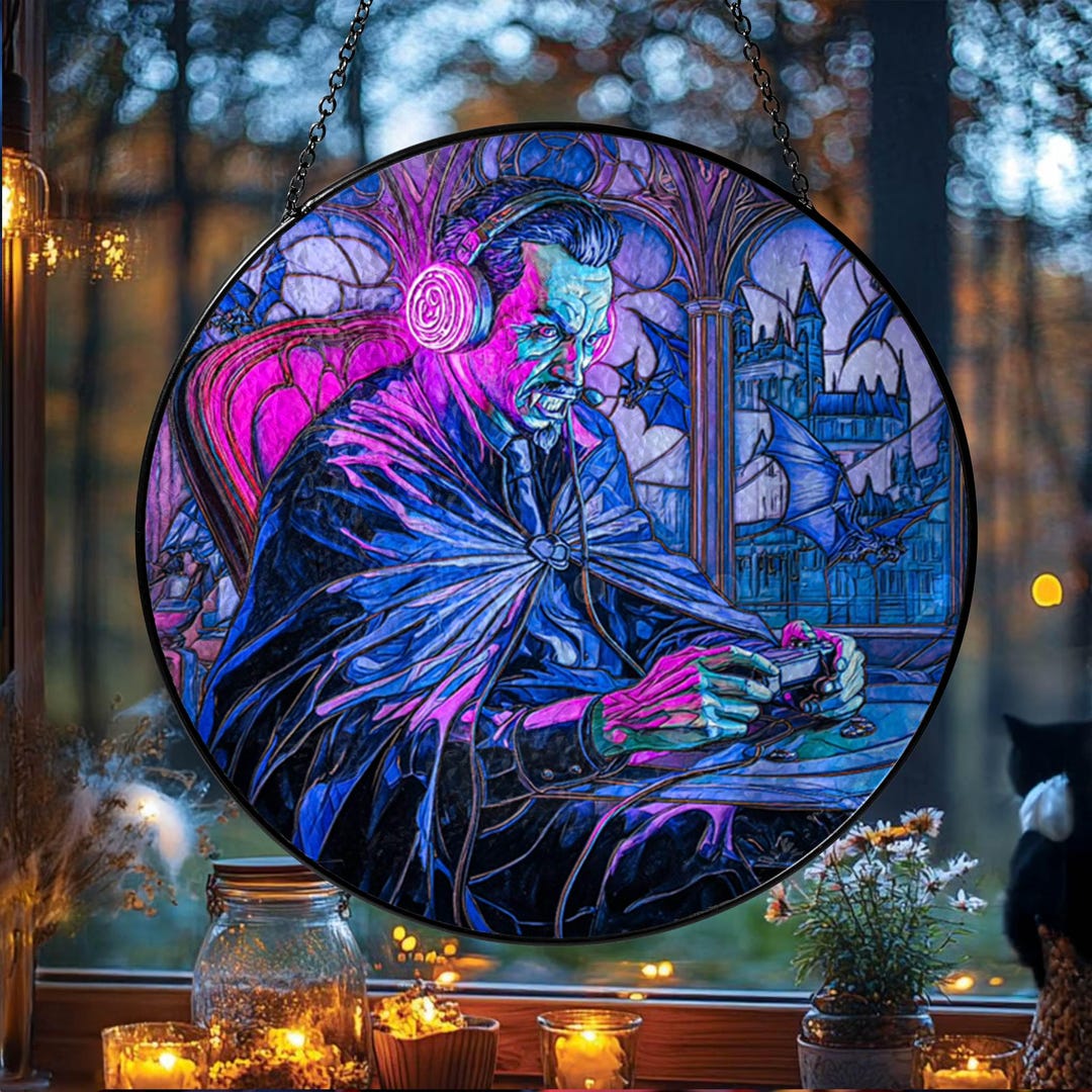 Gothic Wizard Suncatcher: Stained Glass Medieval Sorcerer Art - Etsy