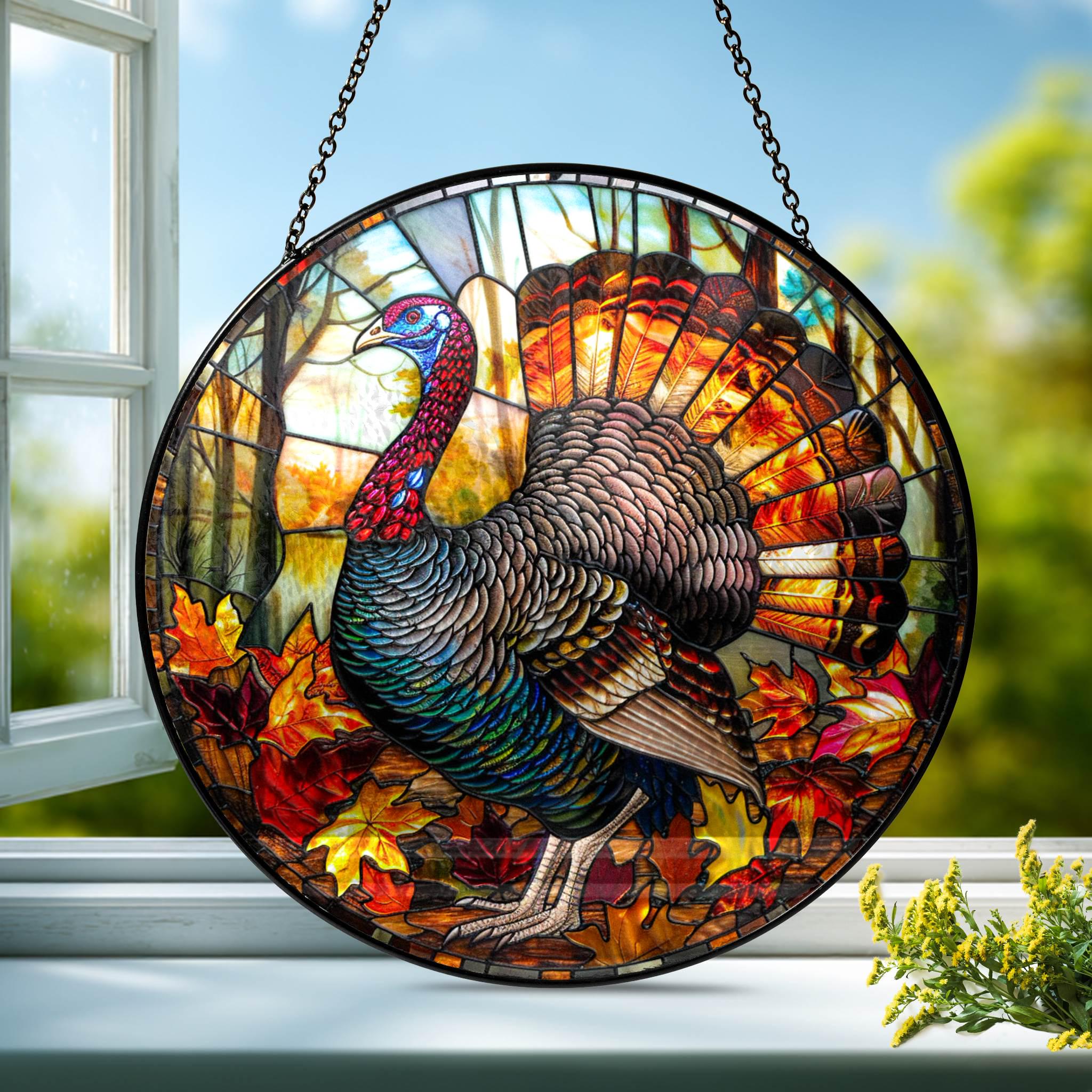 Stained Glass Turkey Suncatcher: Thanksgiving Table Decor - Etsy