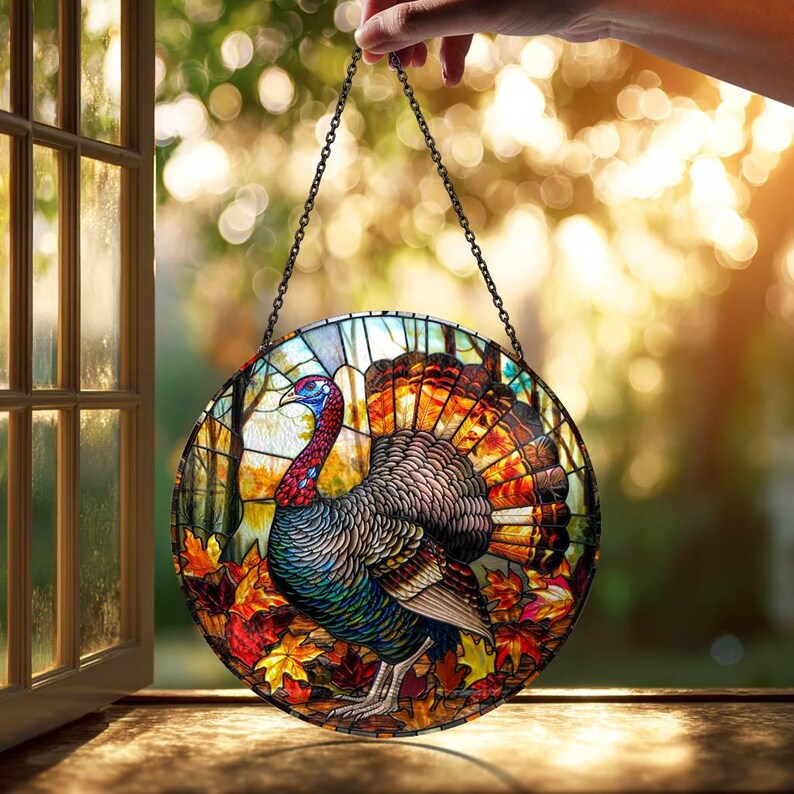 Stained Glass Turkey Suncatcher: Thanksgiving Table Decor - Etsy