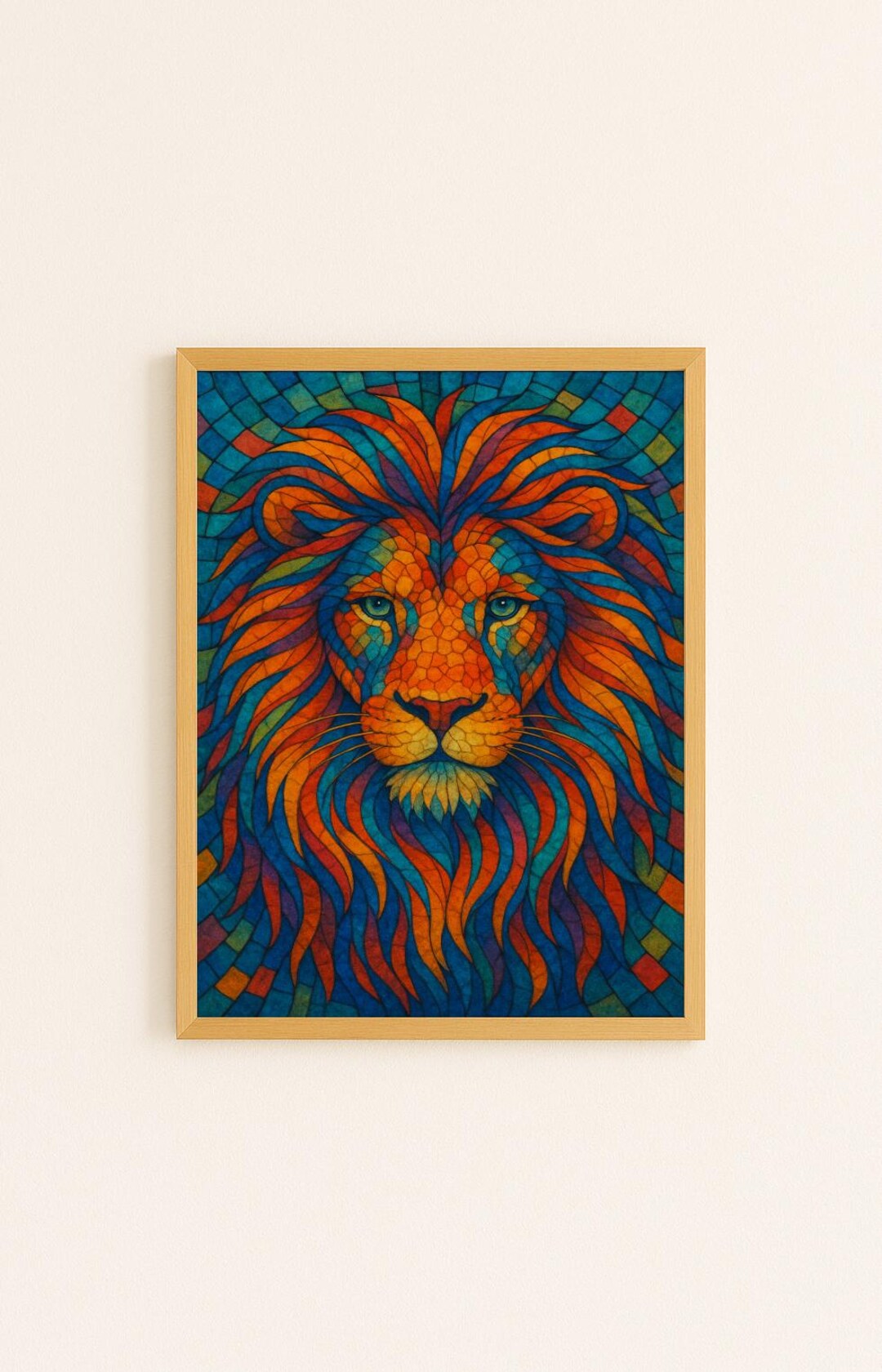 Lion Mosaic Art – Bold and Colorful Wildlife Wall Decor – Printable ...