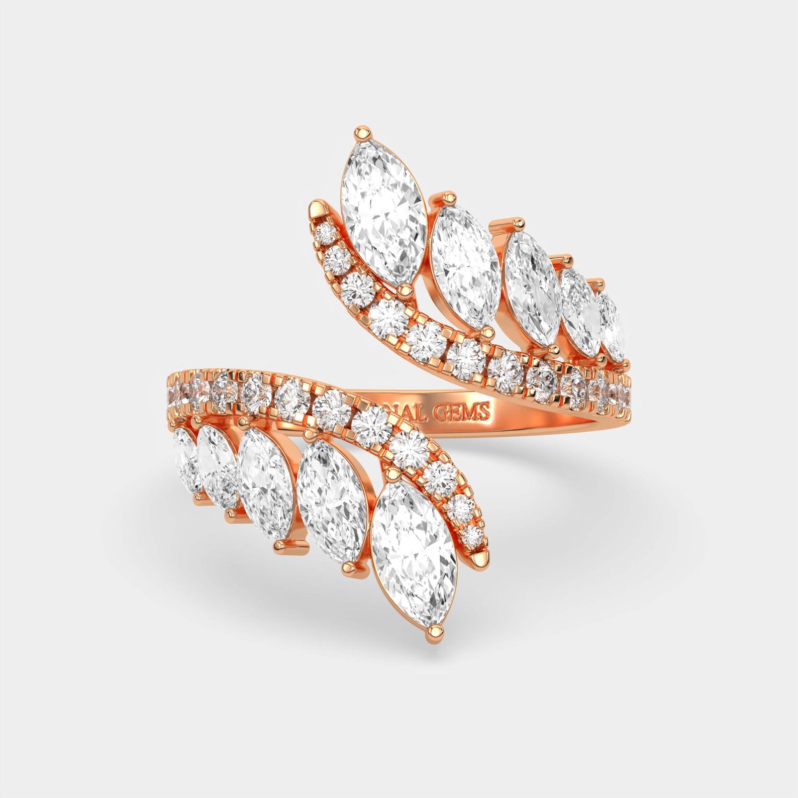 Marquise Lab-grown Diamond Leaf Wrap Ring - Etsy