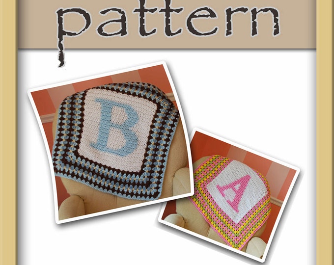 PATTERN Monogram Initial Crochet Baby Afghan With 26 Letter Charts ...
