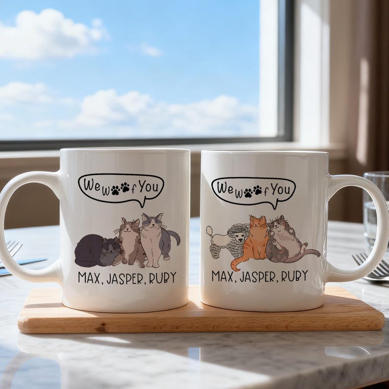 Cute Cats-personalized Cat Ceramic Mug With Name, Special Coffee Cat ...