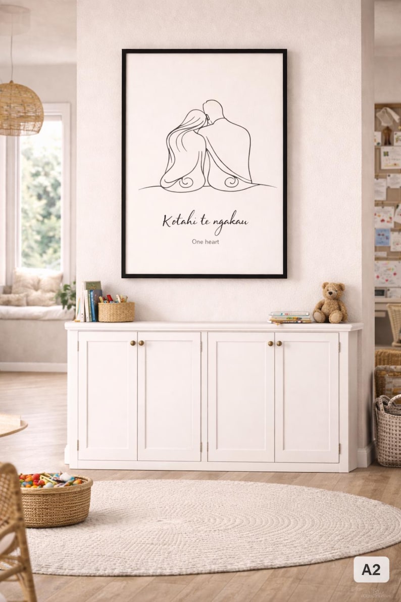 Māori Love Art Print | Minimalist Couple Line Art (digital Download A4 ...