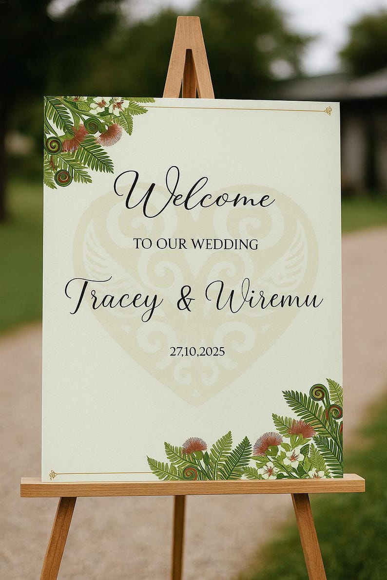 Editable NZ Wedding Welcome Sign With Pōhutukawa | Landscape A2 Digital ...