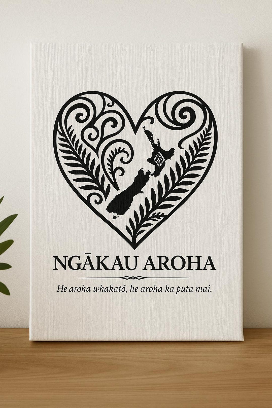 Ngākau Aroha | Māori Heart Digital Art Print | Aotearoa NZ Koru & Fern ...
