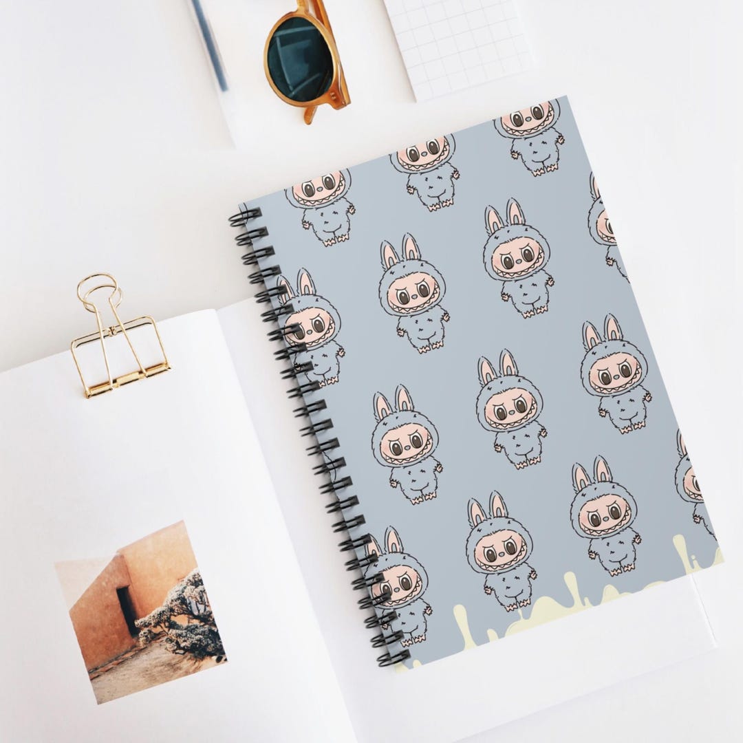 Labubu Cute Blue Spiral Notebook - Aesthetic School Supplies ...
