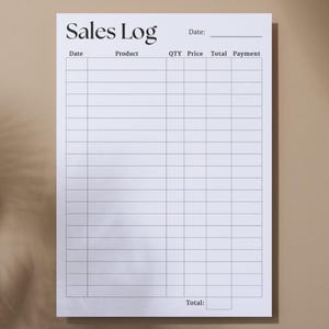 Simple Sales Log, Minimal Sales Tracker, Small Business, Order Tracker ...
