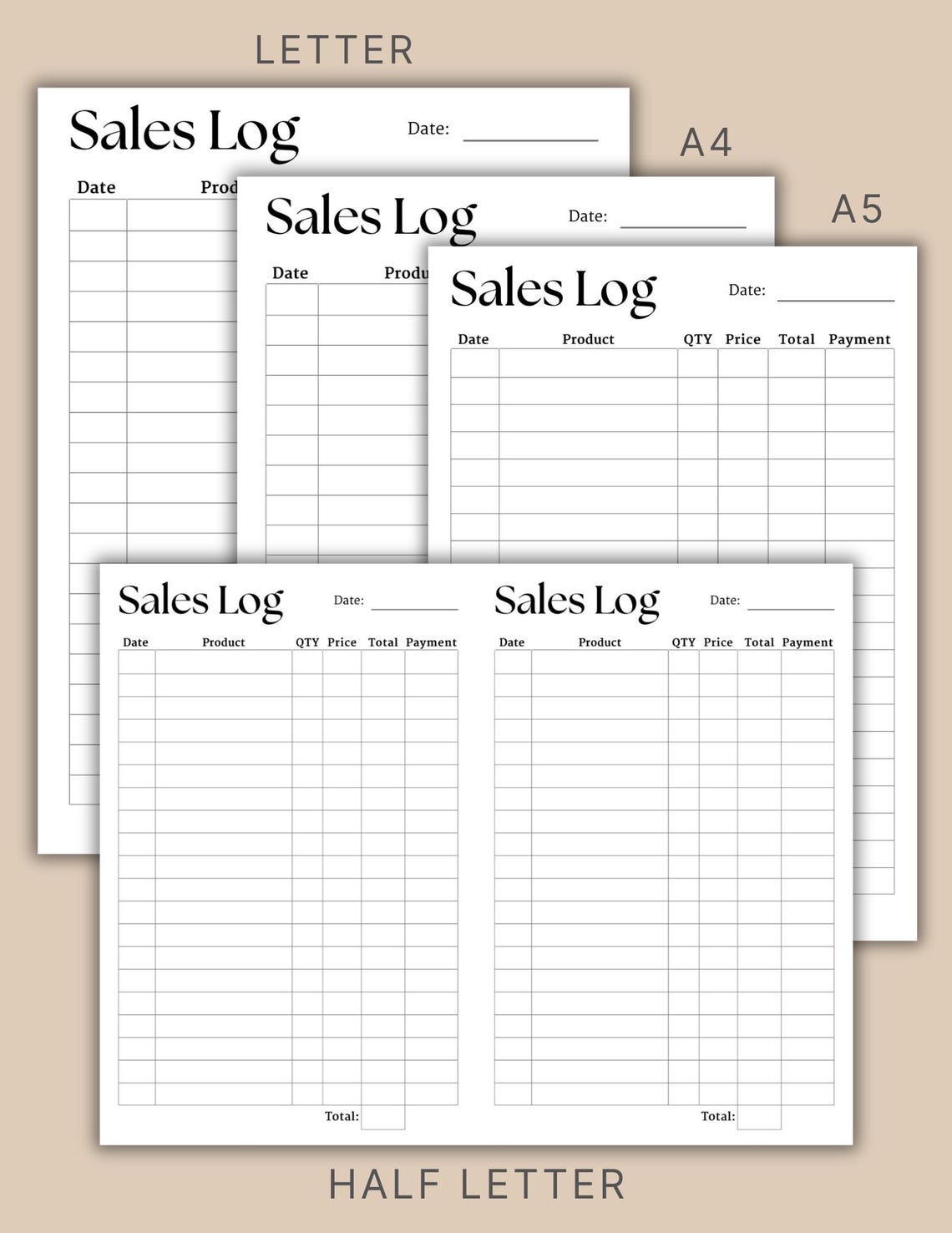 Simple Sales Log, Minimal Sales Tracker, Small Business, Order Tracker ...