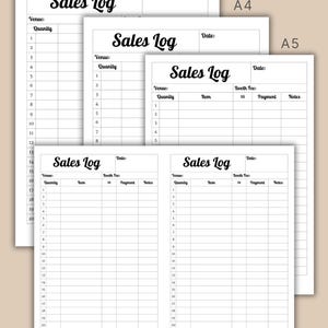 Simple Sales Log Sheet, Minimal Sales Tracker, Small Business, Order ...