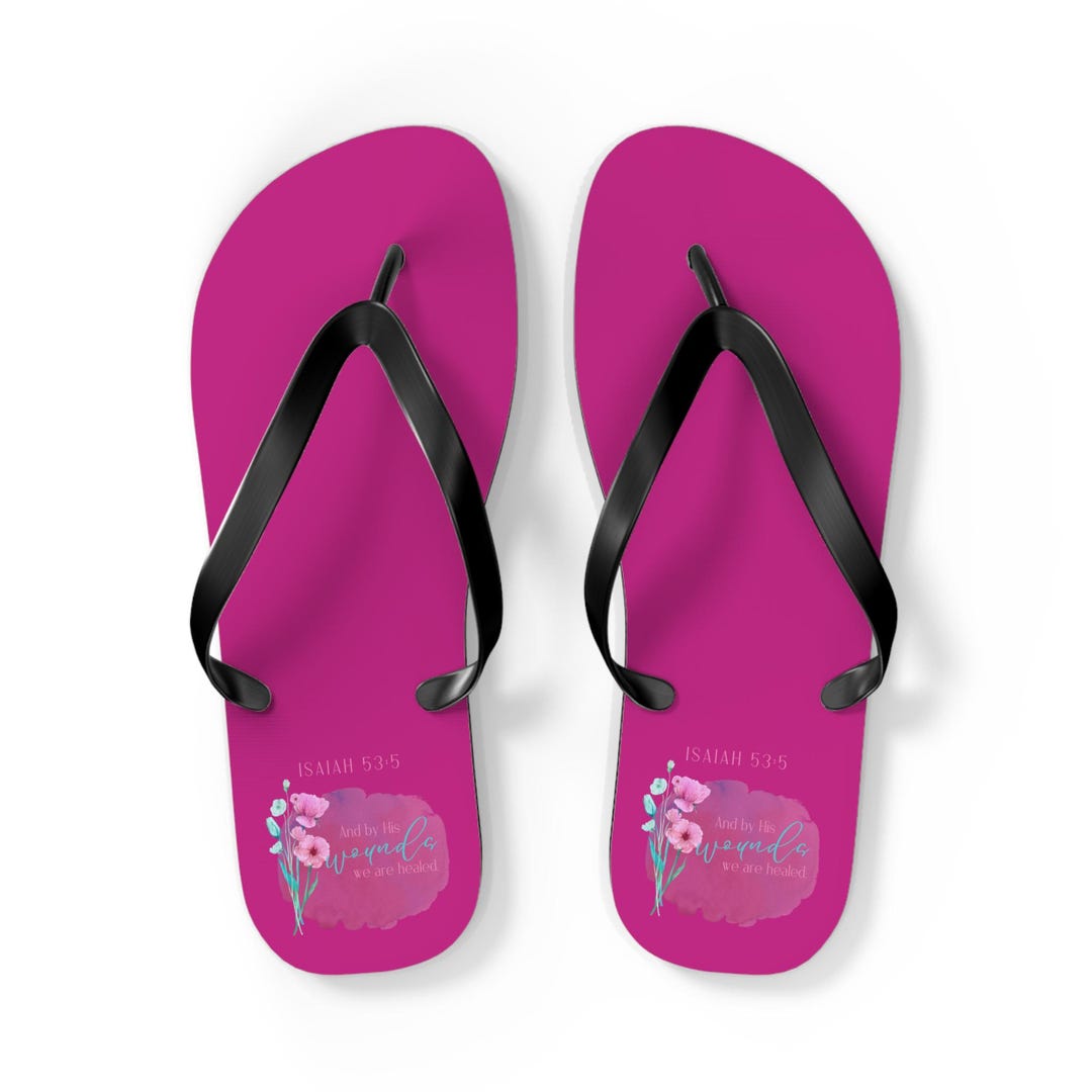 Bright Floral Christian Flip Flops | Inspirational Summer Footwear ...