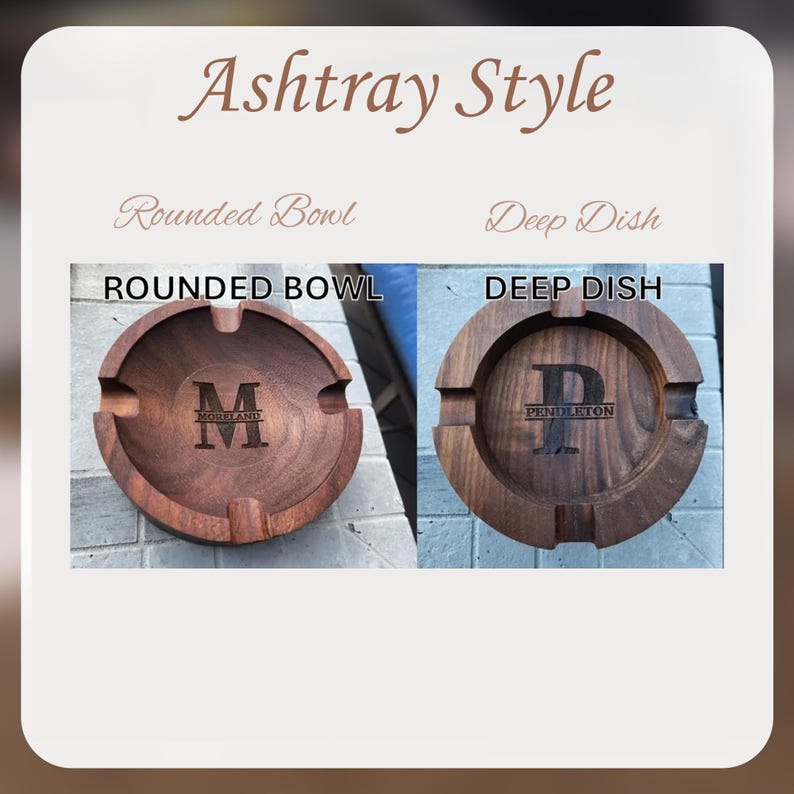 Personalized Cigar Walnut Wood Ashtray, Monogram Cigar Ash Tray, Great ...