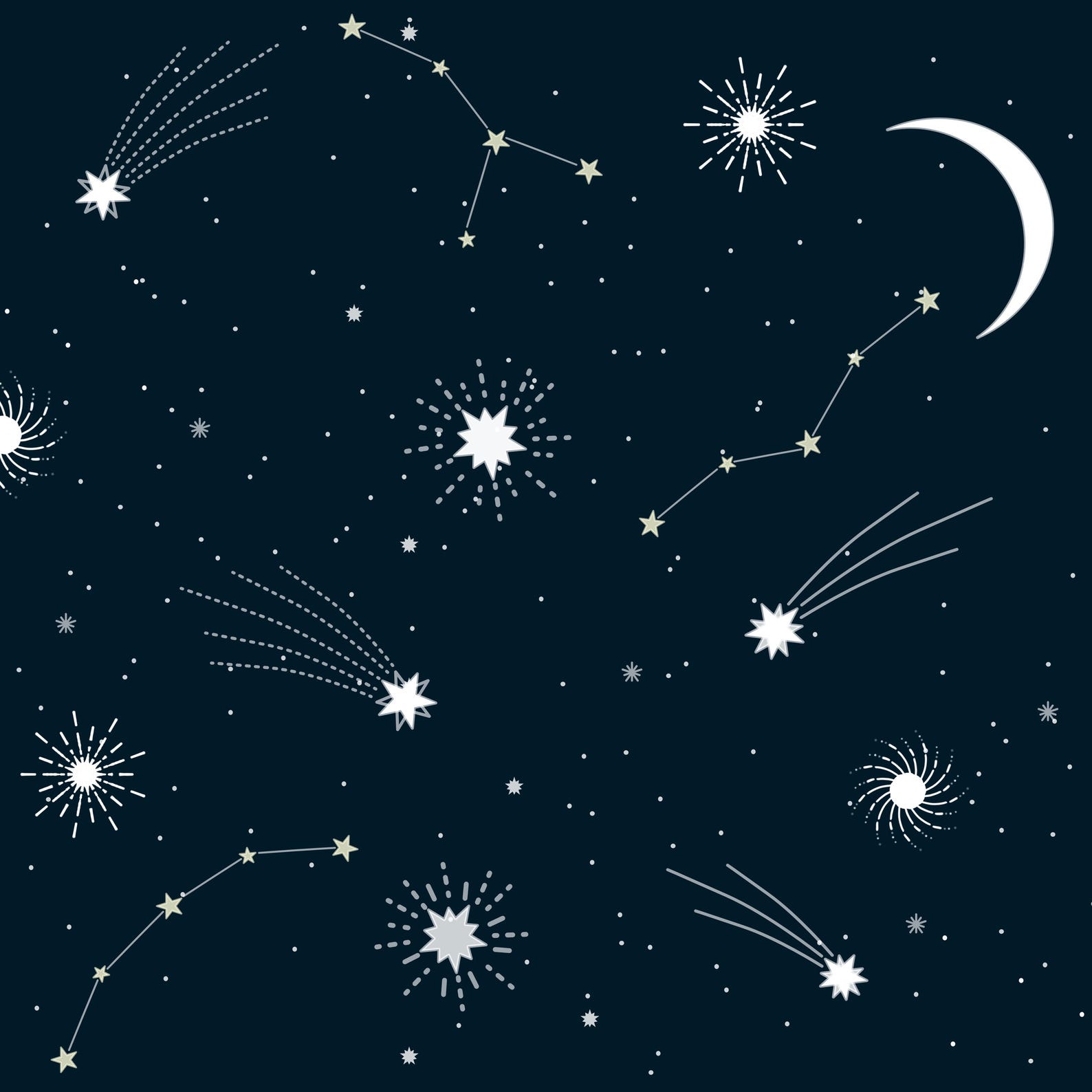 Cosmic Night Sky Digital Paper | Seamless Star Constellation Pattern ...