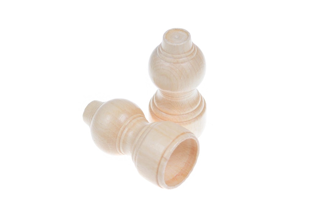 Wooden Curtain Pole Finials 28mm Classic Rail Finial Ends 2 Pcs Natural ...