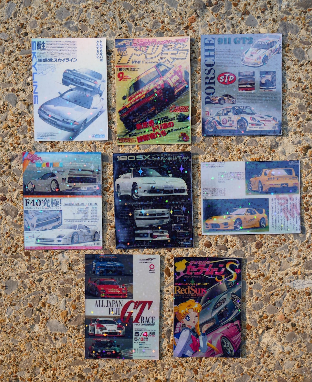 Holographic JDM Sticker Pack: Retro 90s Japanese Car Decals - Etsy