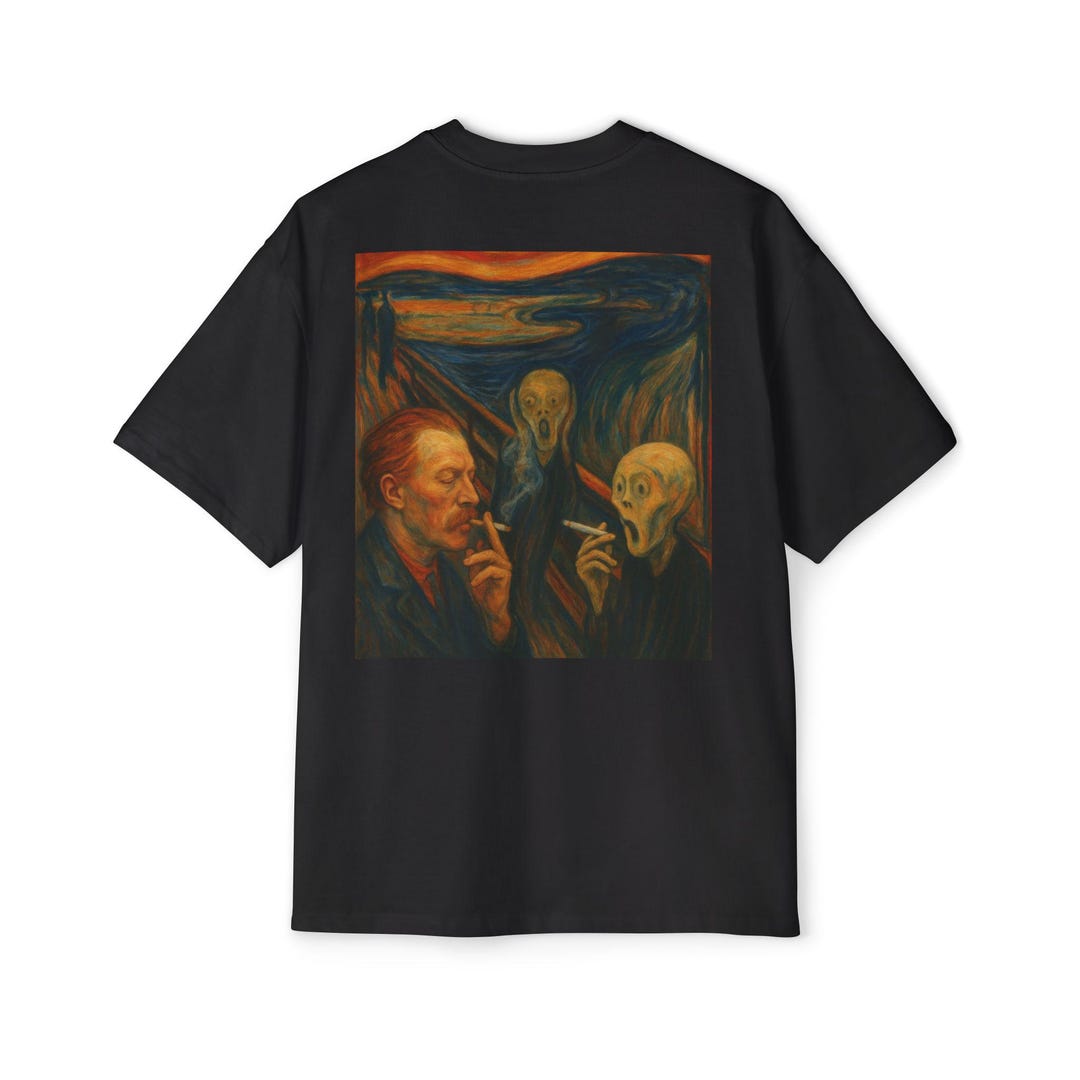Van Gogh Meets the Scream | Smoking Art Parody T-shirt | Surreal ...