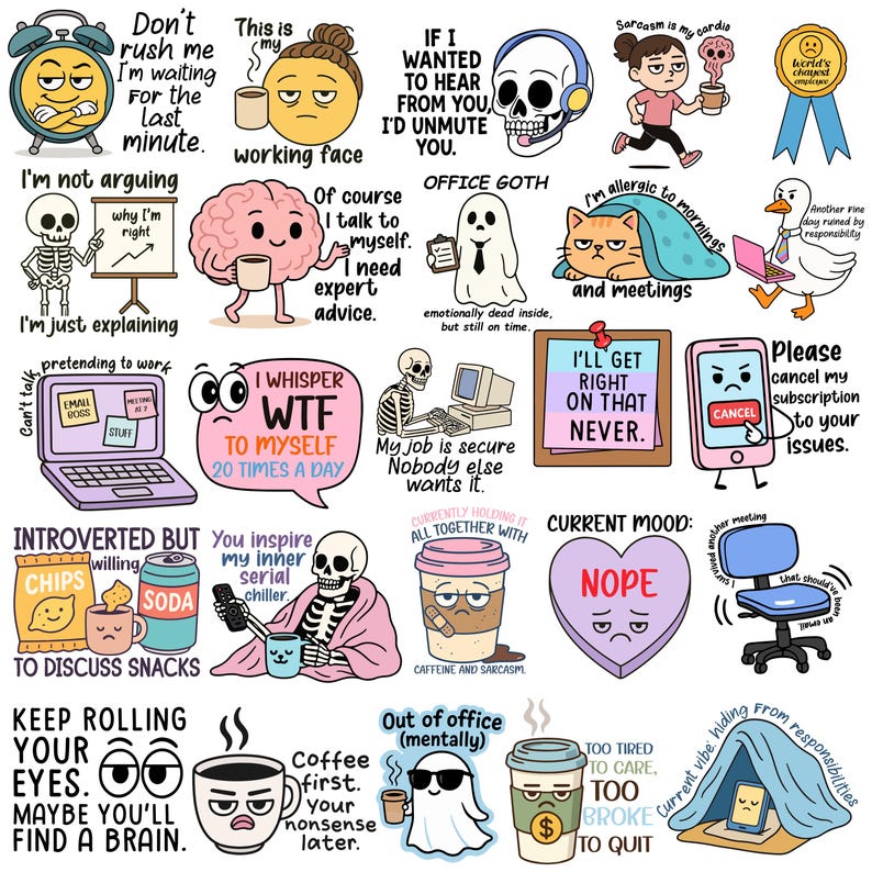 Sarcastic Office Humor SVG PNG Bundle: Funny Work Clipart - Etsy