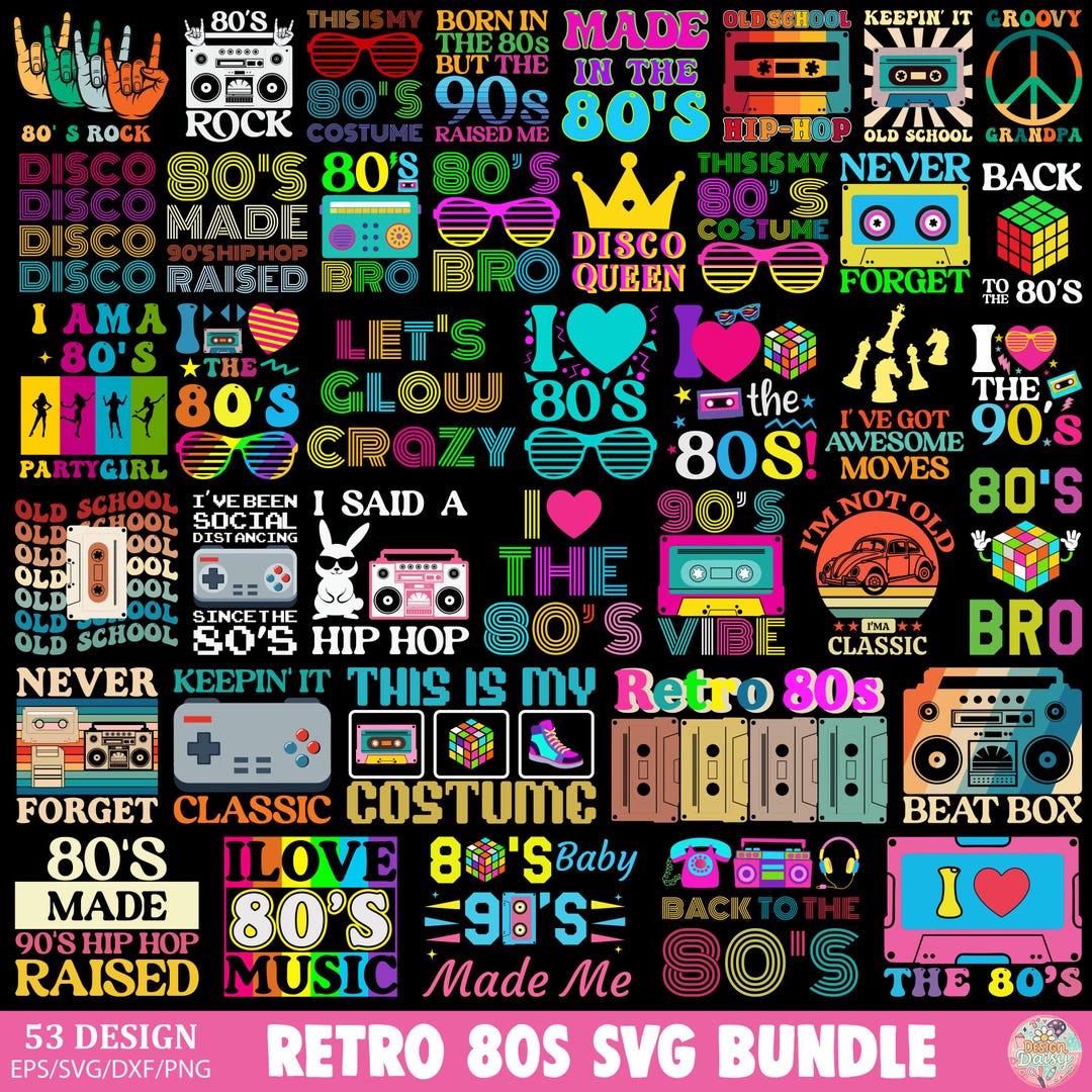 Retro 80s SVG Bundle, 90s Retro T-shirt Design Svg, Vintage Retro 80s ...
