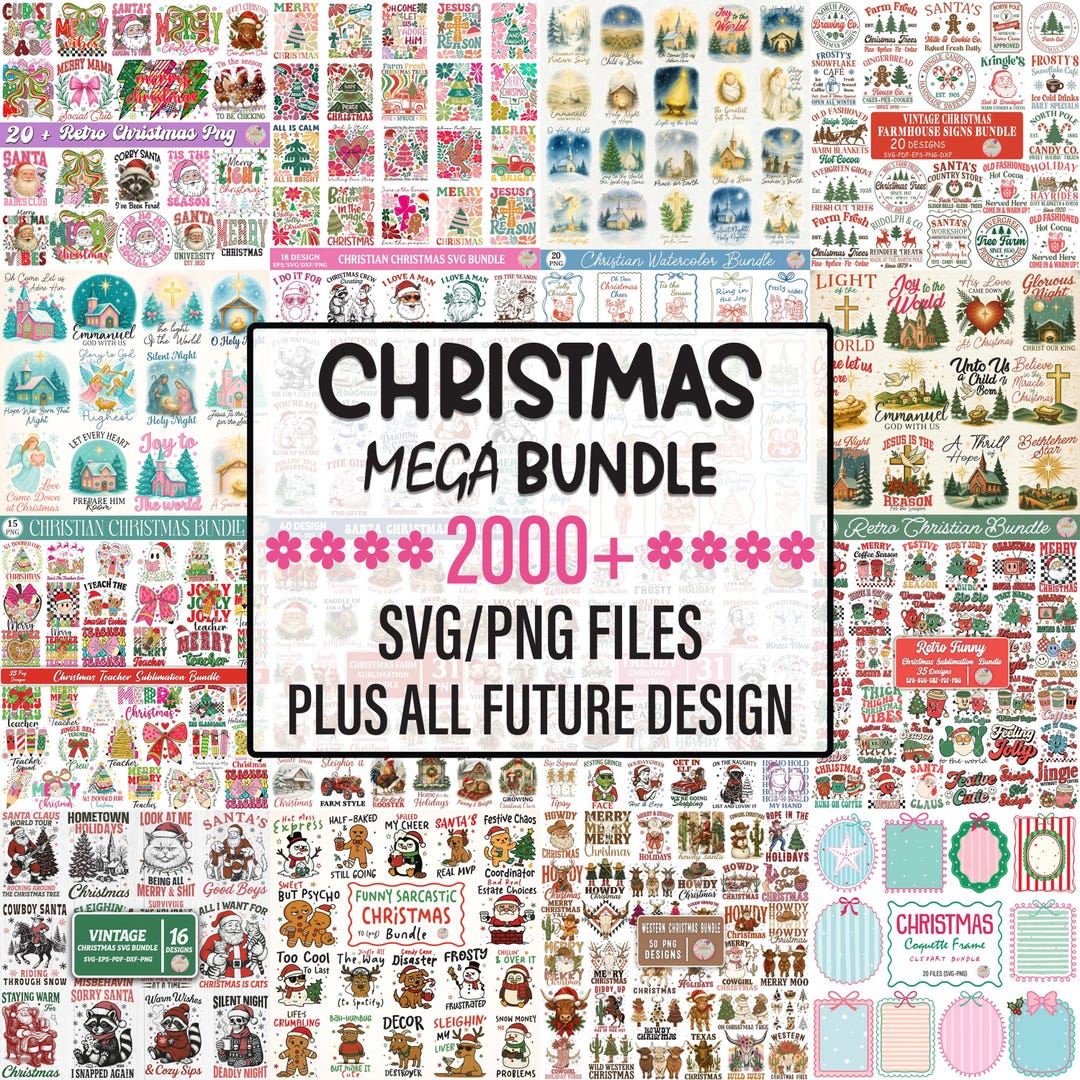 Christmas Mega Bundle, 2000+ Christmas PNG Files, Holiday Clipart ...