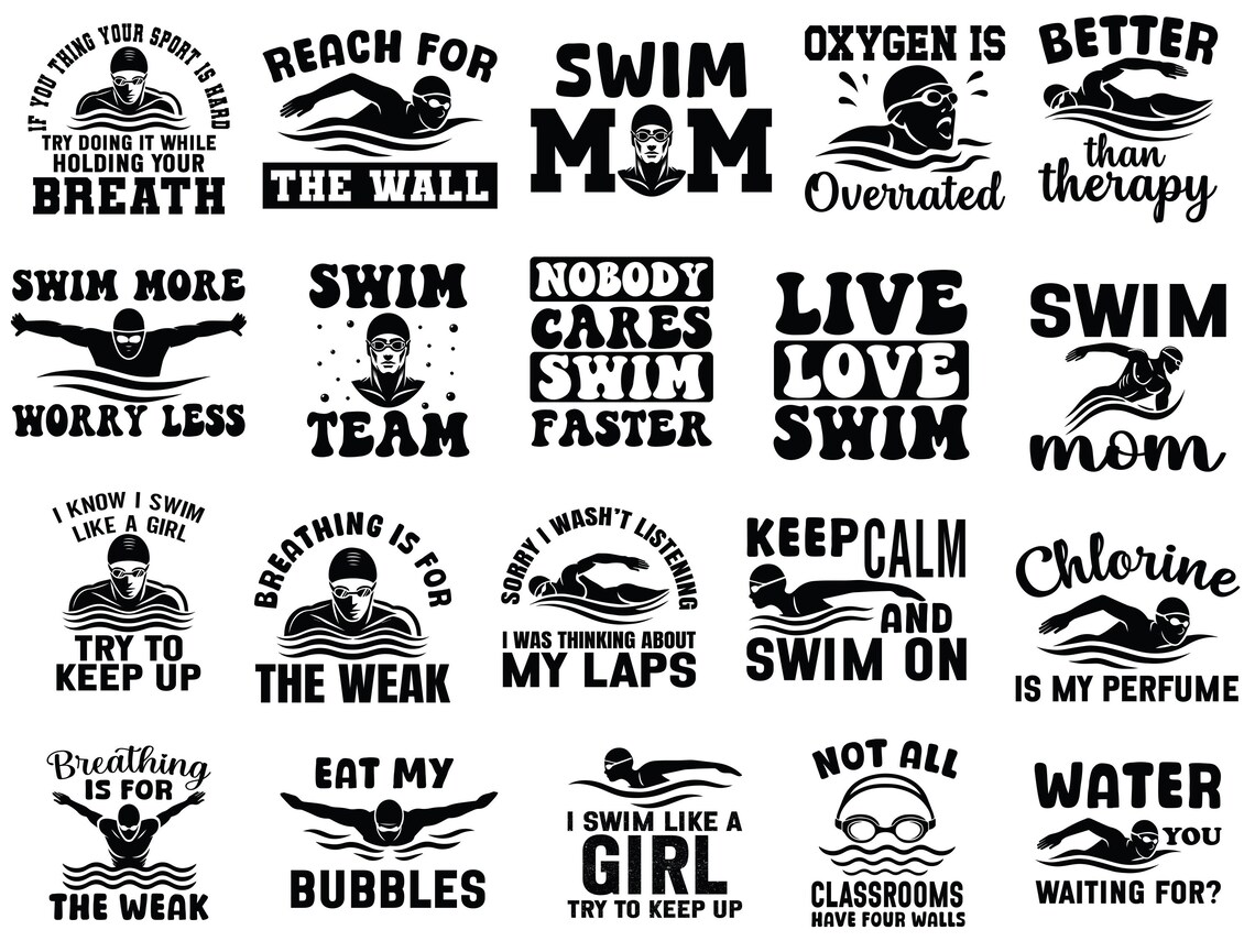 Swimming Sports T-shirt Design Sublimation, Swimming Quotes Svg Bundle ...