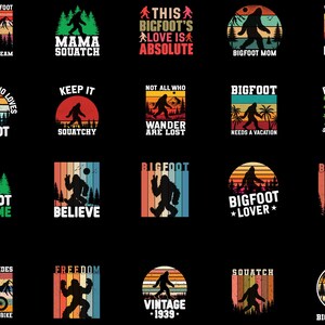 Retro Sasquatch Sublimation Design, Bigfoot Squatch Cliparts, Bigfoot ...