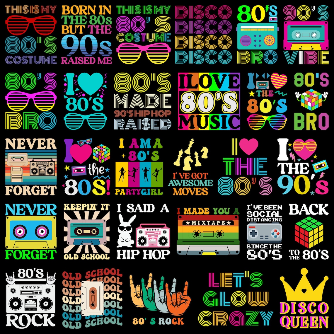 Retro 80s SVG Bundle, 90s Retro T-shirt Design Svg, Vintage Retro 80s ...